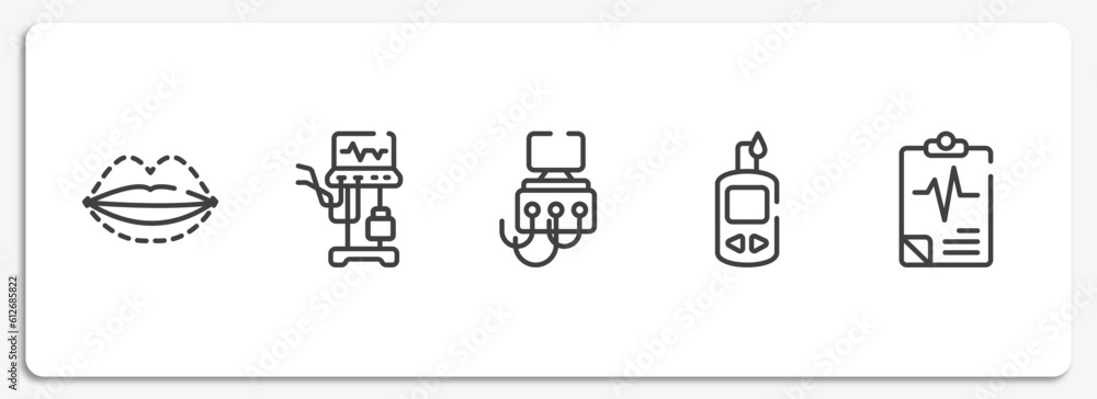 health care outline icons set. thin line icons sheet included sil ...