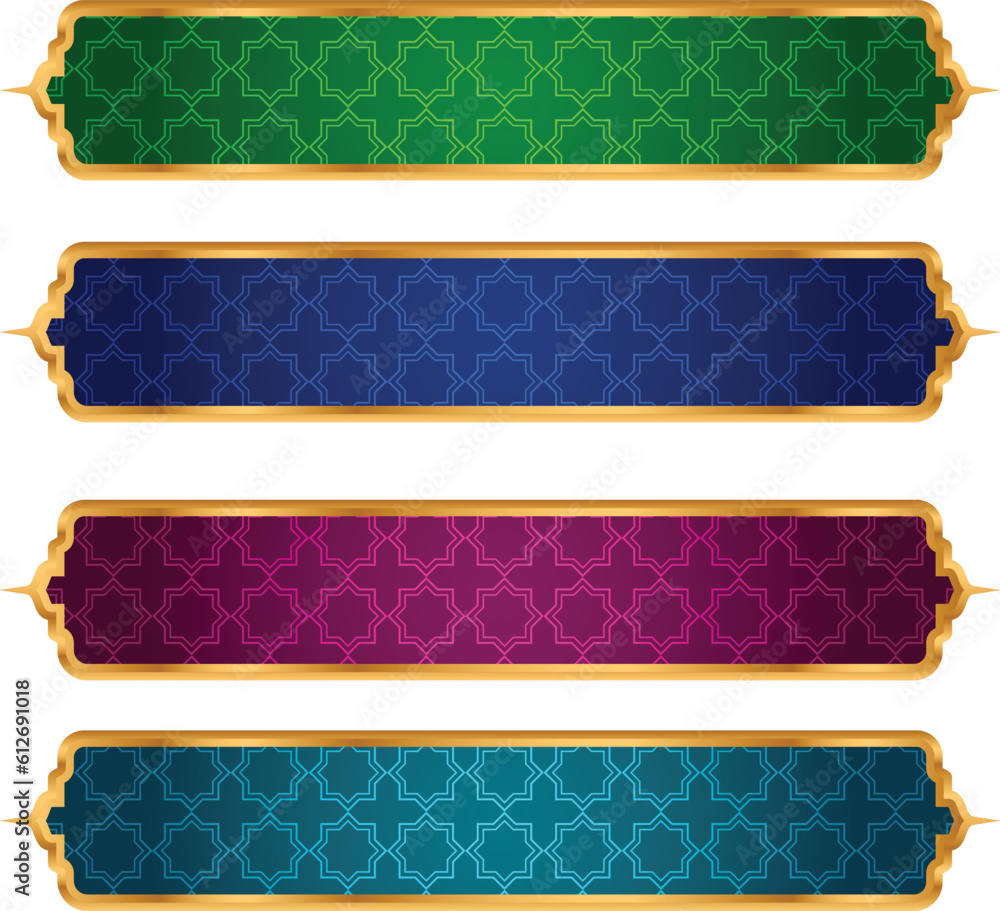 Luxury golden arabic islamic text box title frame border banner set ...