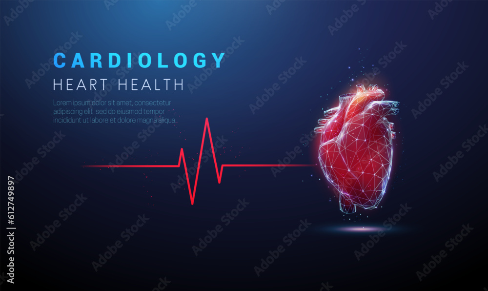 Abstract red human heart with red cardio puls line Stock Vector | Adobe ...