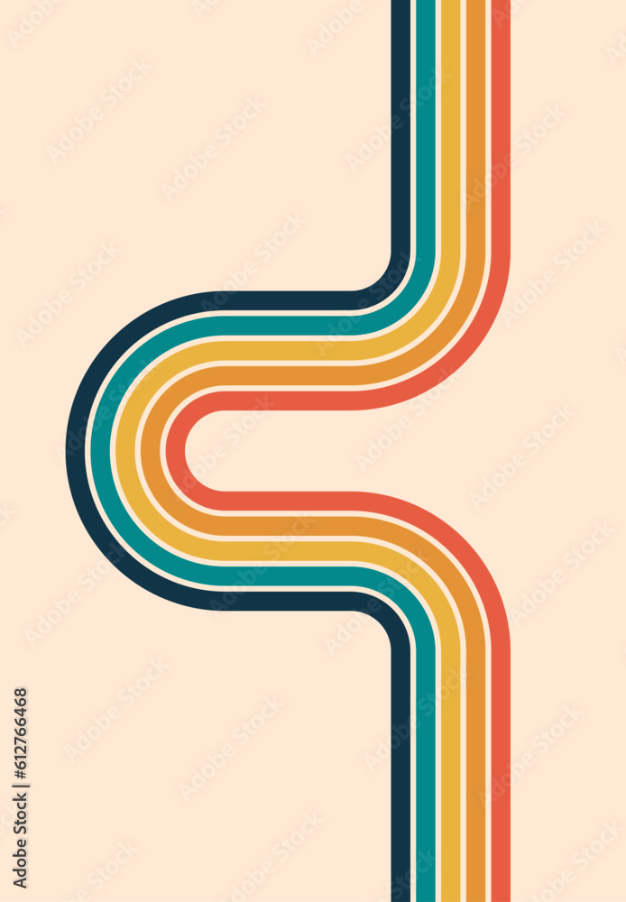 Retro stripes loop. 70s vintage lines. Trendy background wallpaper with ...