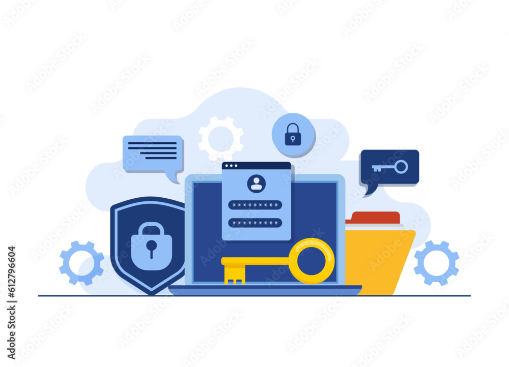 Stockvektorbilden Data And Account Protection Concept Flat Vector Illustration Password Secure