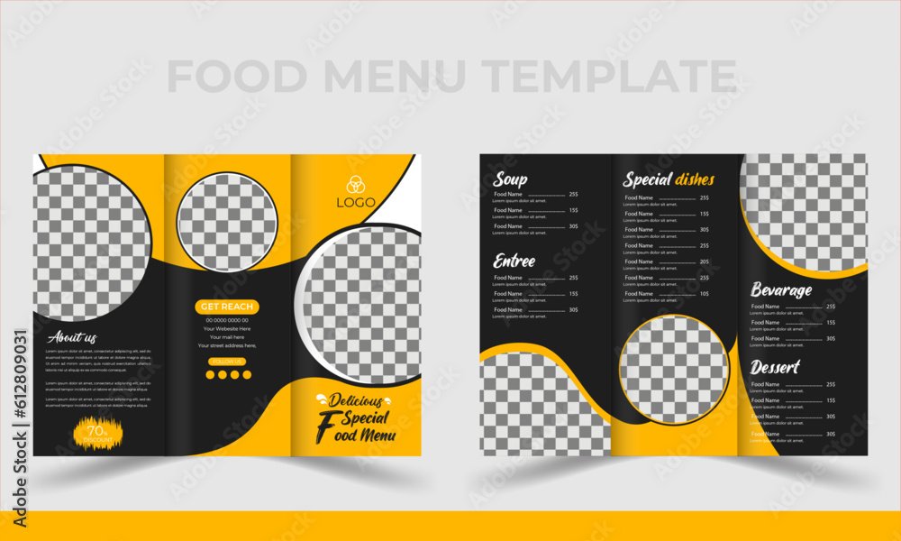 Food menu brochure template design, Restaurant Healthy food menu ...