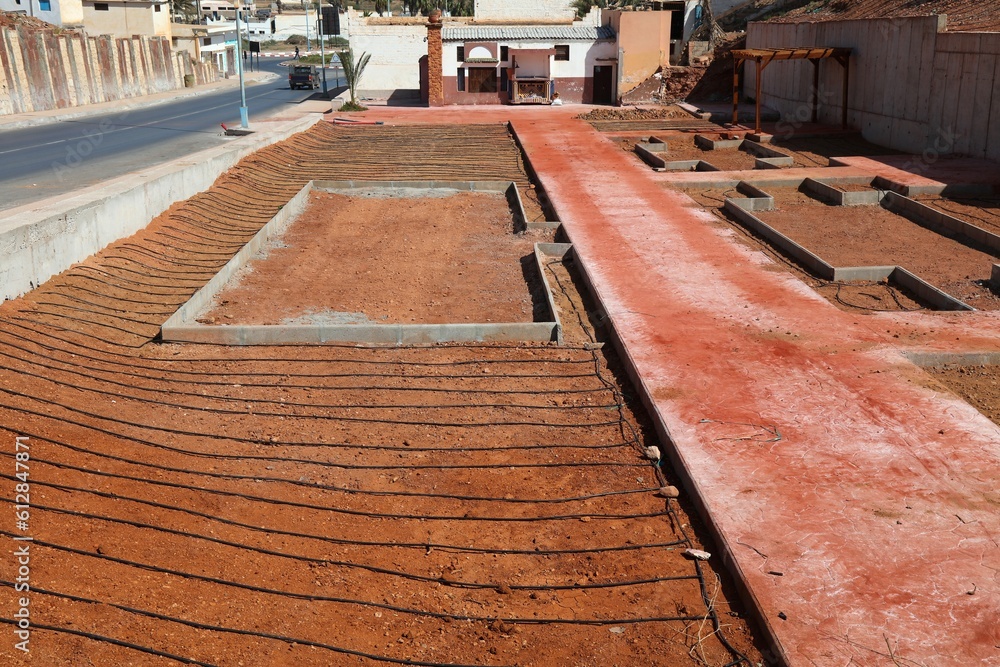 Landscaping preparation works for a city garden in Sidi Ifni, Morocco ...