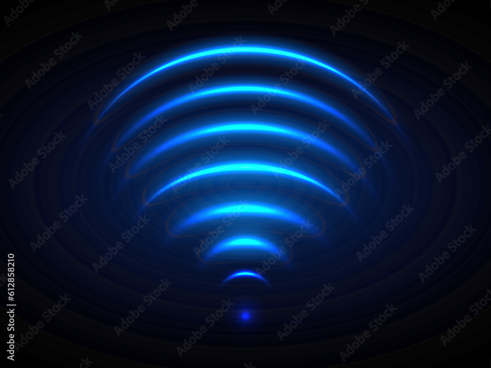 Stock-Vektorgrafik „Wi-Fi light effect, Blue glowing signal sensor ...