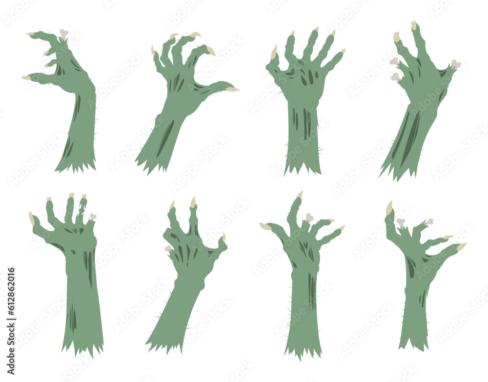 Halloween zombie arms. Spooky monsters, living dead creepy hands ...
