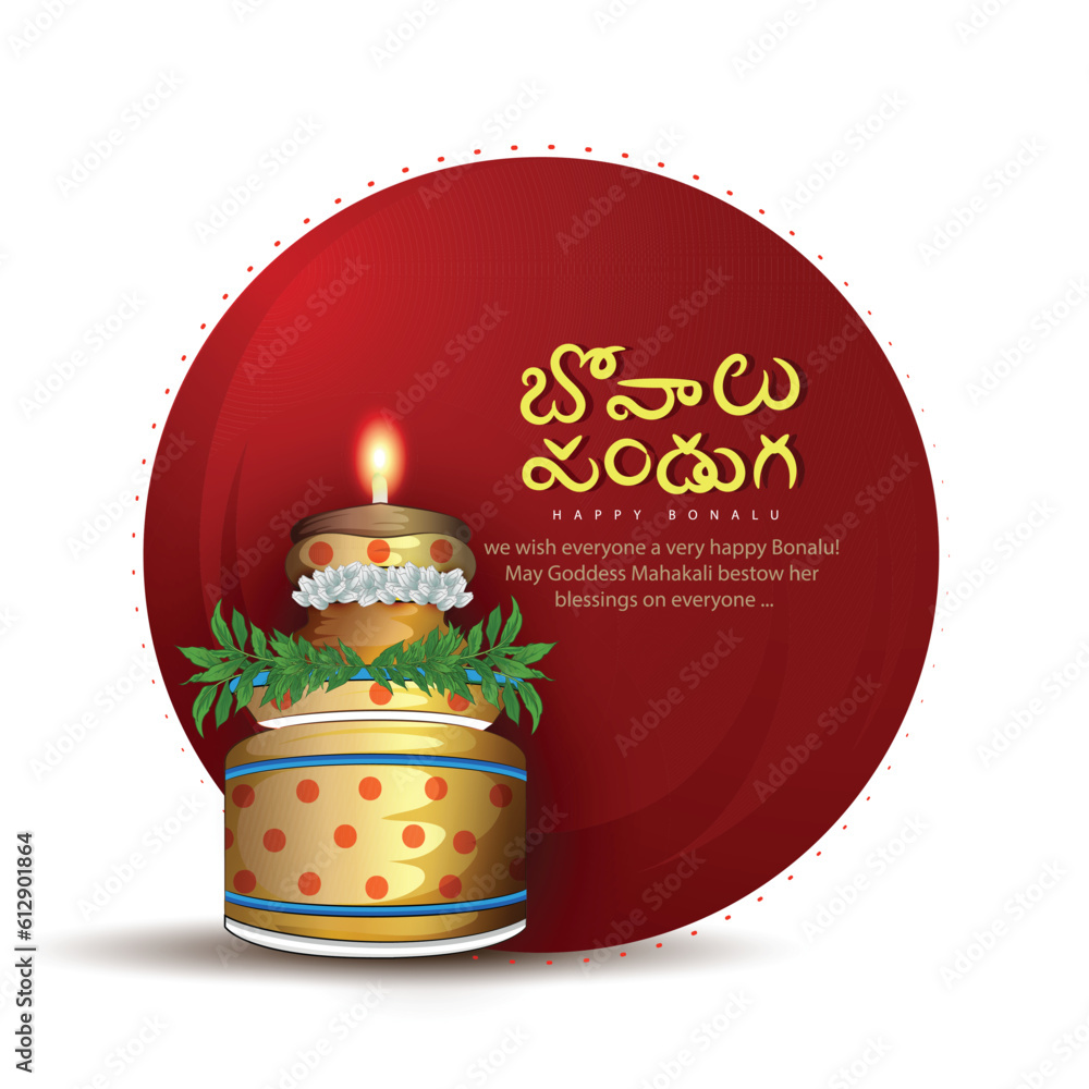 happy Bonalu festival creative vector sketch illustration Telgua ...