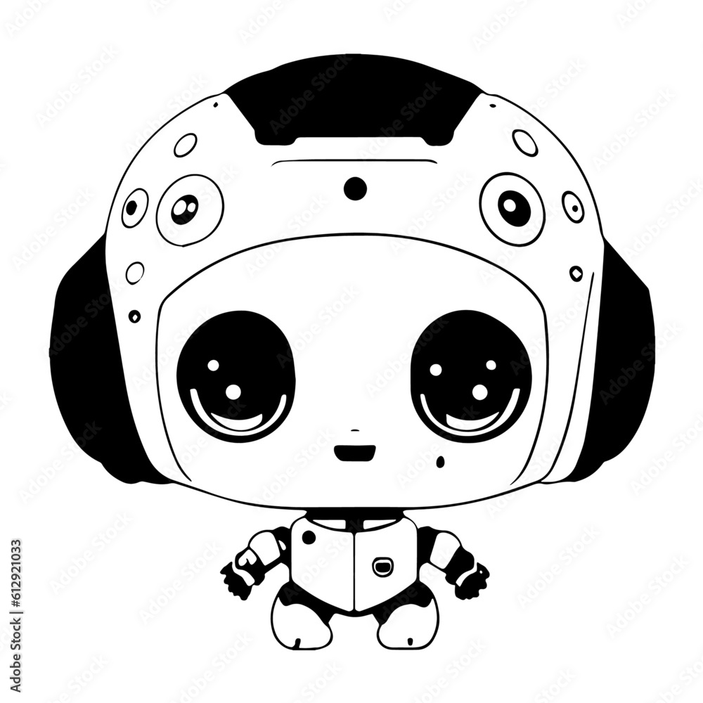 lovely, cute artificial intelligence robot on transparent background ...