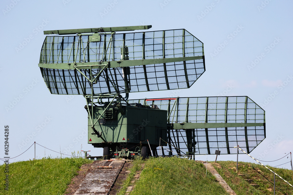 Soviet and russian military radar station with antenna. Air defense ...