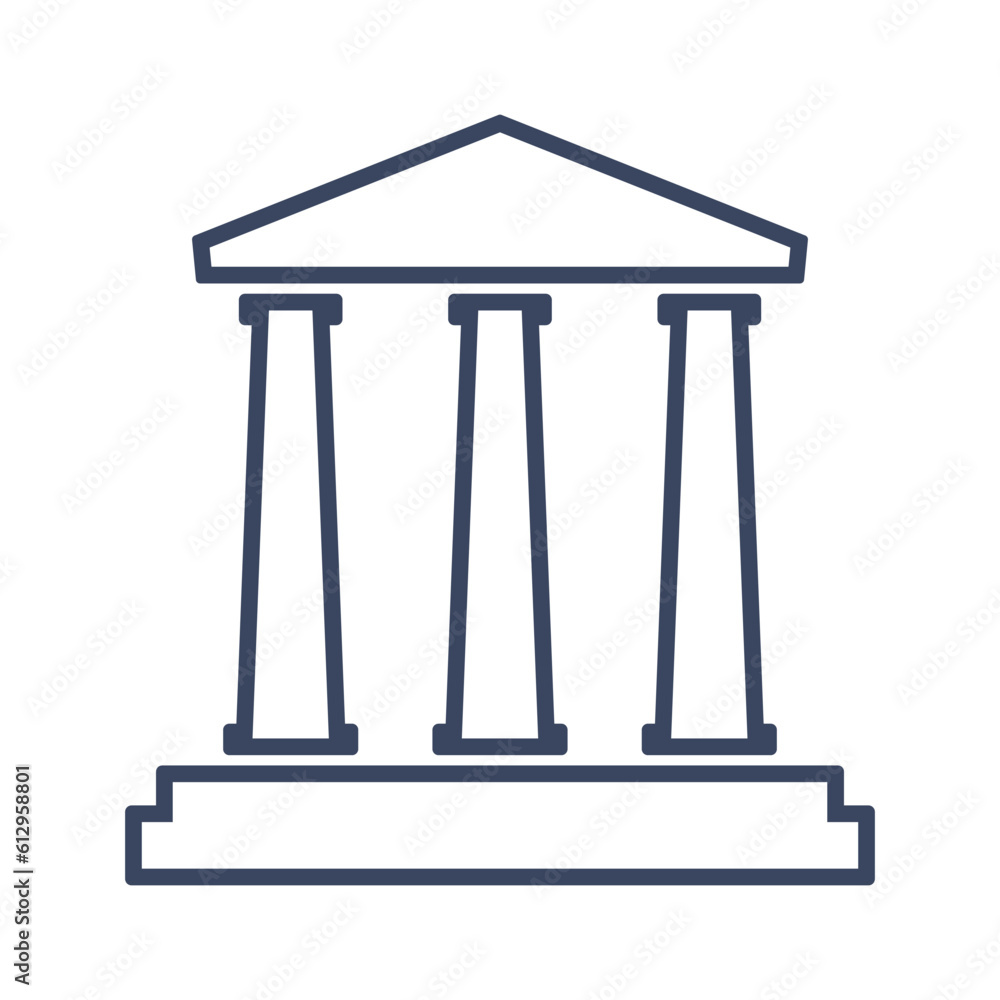 Three pillars outline diagram. Clipart image isolated on white ...