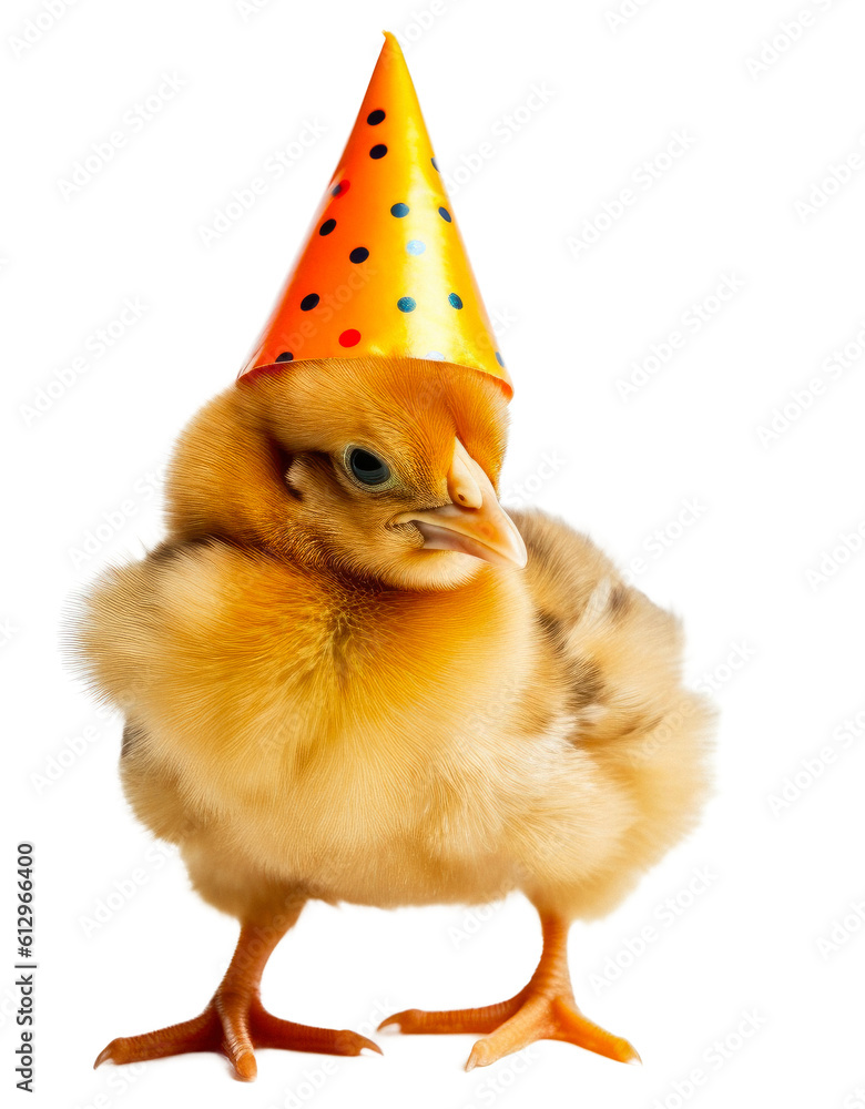 Chick with a party hat on a transparant background, cut out clipart for ...