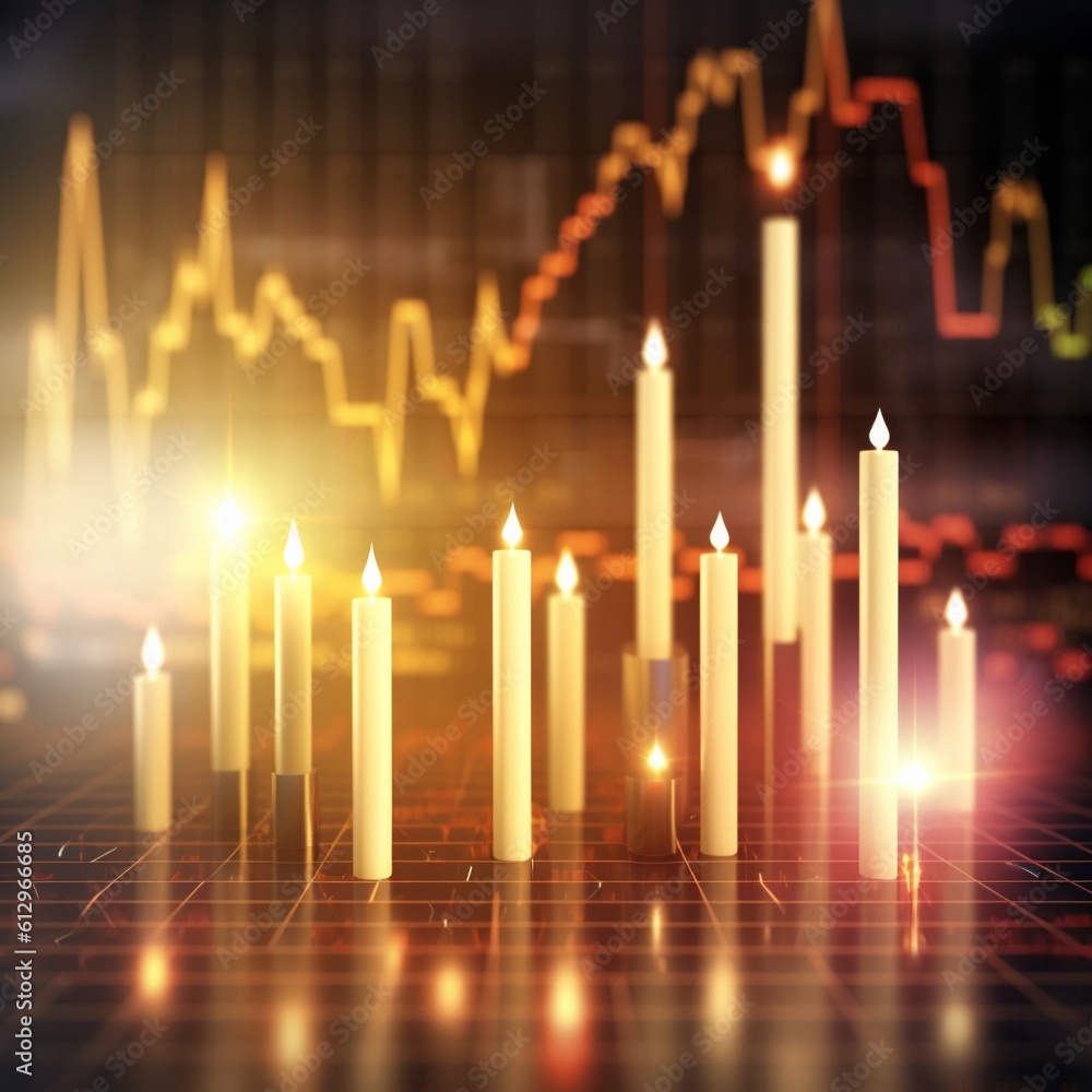 Stock Market Graph and Candlestick Chart with Economy Trends Background ...