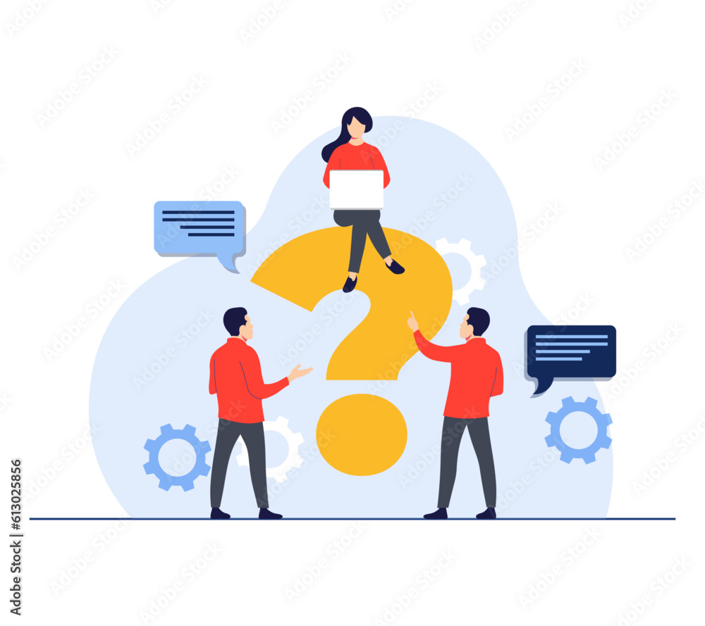 People asking questions, Frequently asked questions concept flat ...
