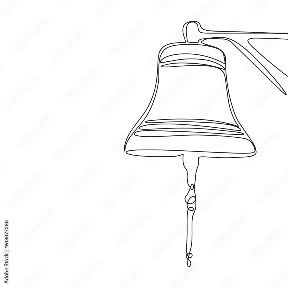 Continuous line drawing of bell. Vector illustration as line art ...