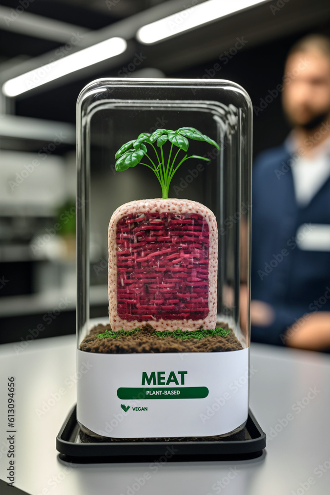 Generative AI.Lab grown meat concept, artificial lab grown meat ...