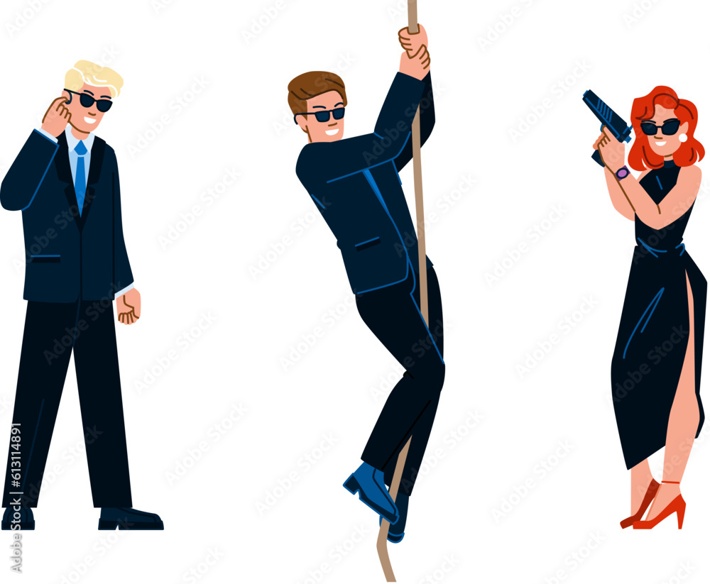 secret agent vector. spy black, detective security, man person, hat ...