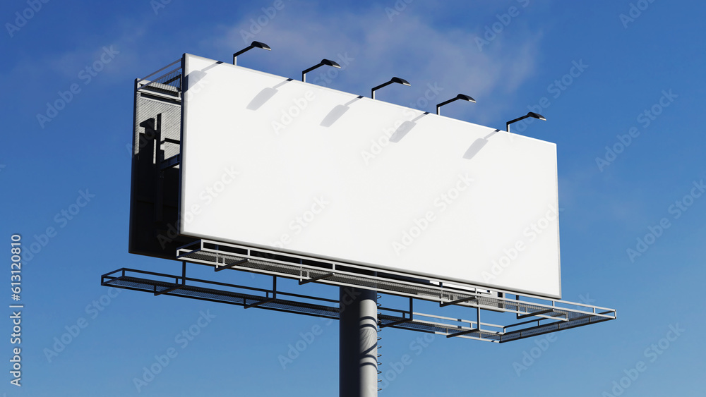 Blank outdoor billboard on blue sky background 8K high quality ...