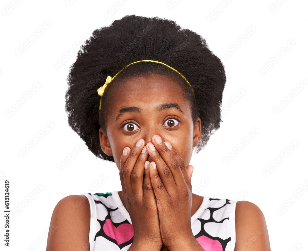 Portrait, wow or shocked girl teenager in shock after fake news, secret ...