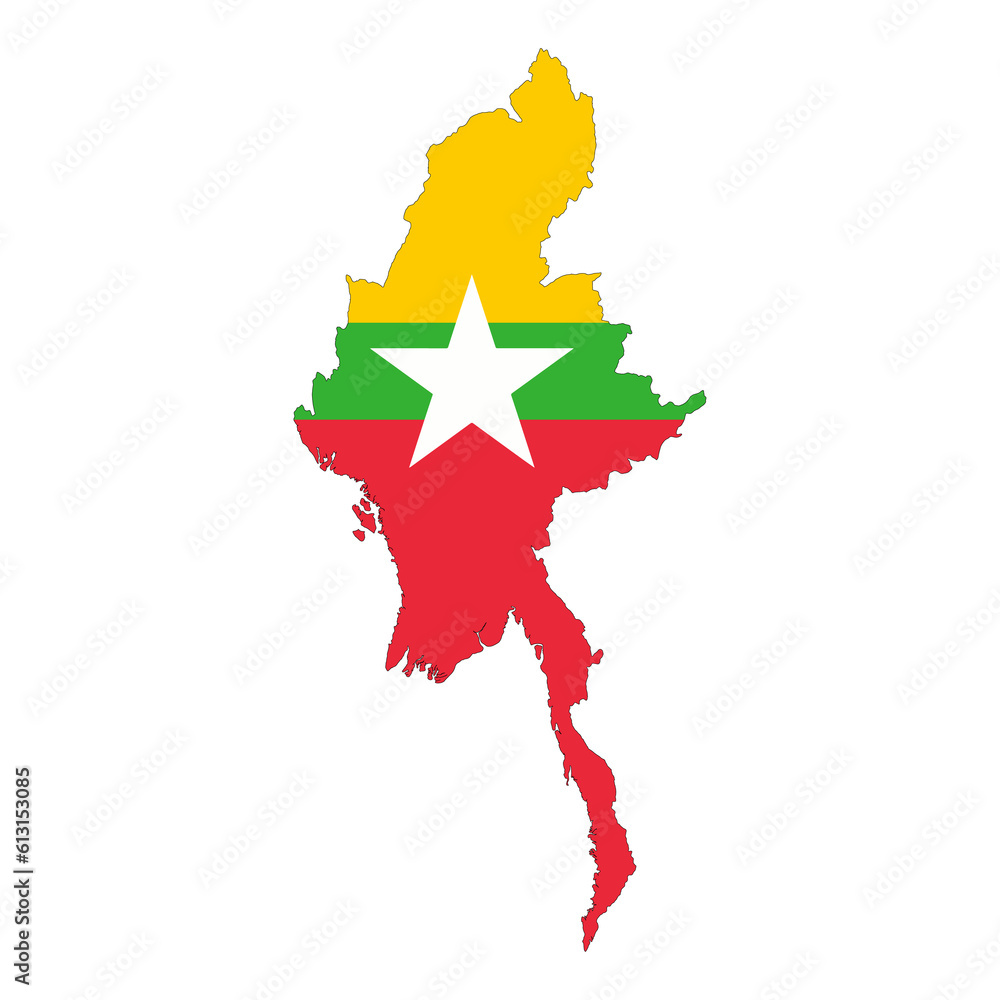 Myanmar Flag Map (PNG) Stock Illustration | Adobe Stock