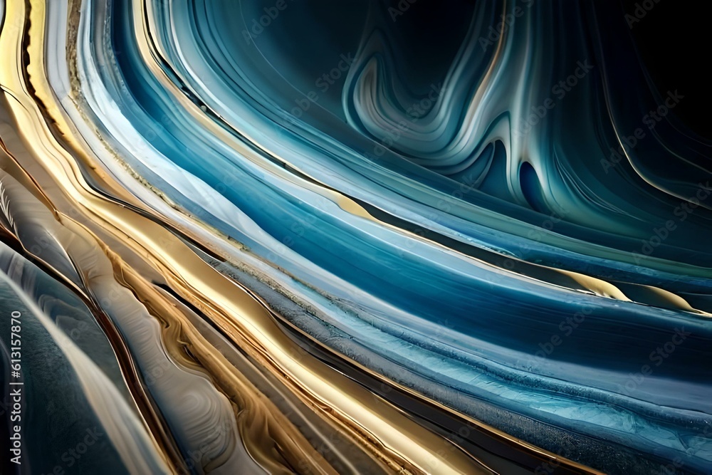 Sapphire blue marble stone with gold vein. Vivid graphite texture geode ...