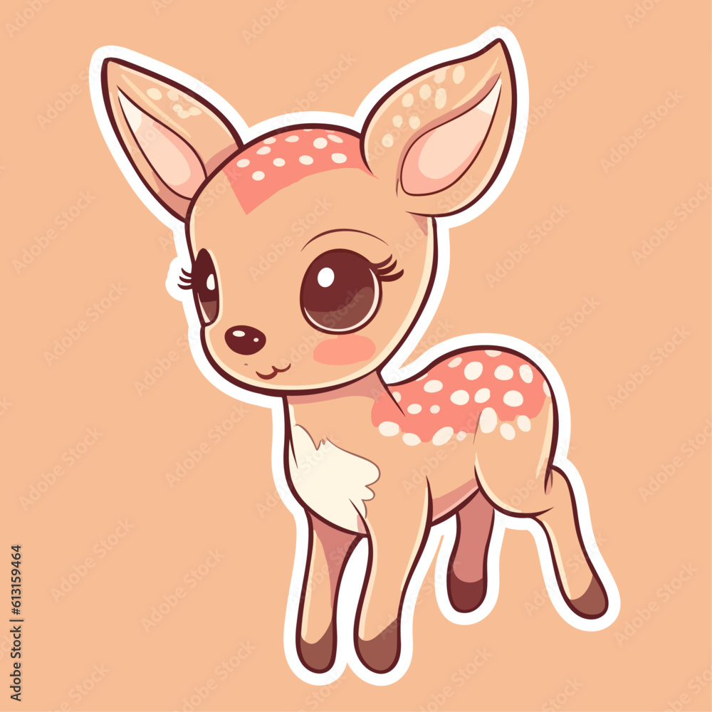 Cute adorable cute little baby deer character with big eyes Fawn ...