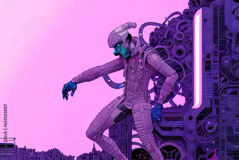 Stock-Illustration „Cyberpunk. Cyborg. Futuristic Generative AI ...