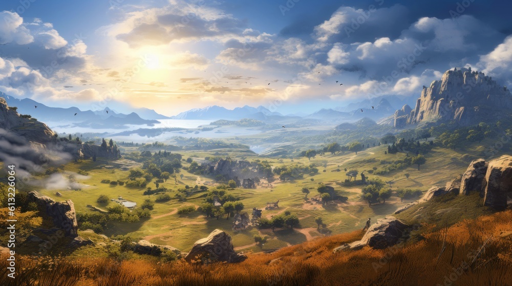 Beautiful Scenery Game Art Stock Illustration | Adobe Stock