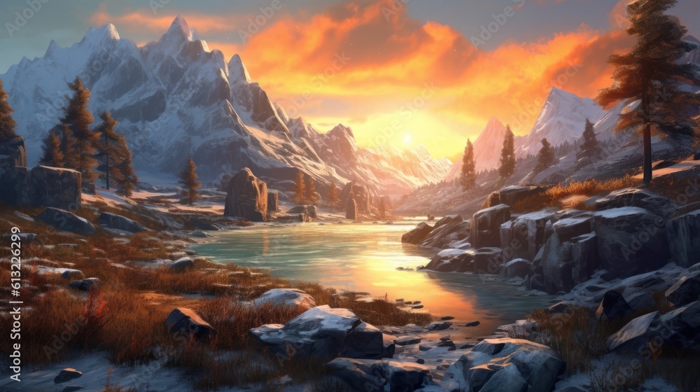 Beautiful Scenery Game Art Stock Illustration | Adobe Stock