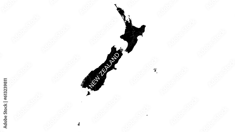 map of Zealandia continent, vector map of the New Zealand with country ...