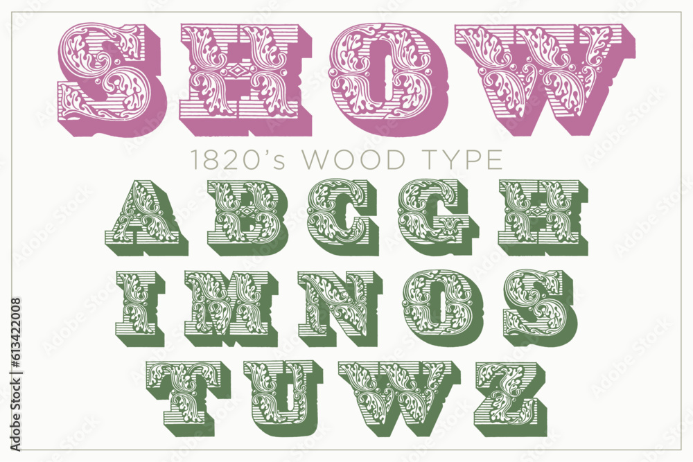 Authentic Vintage Wood Type Alphabets: Vector Art, Carefully Restored ...