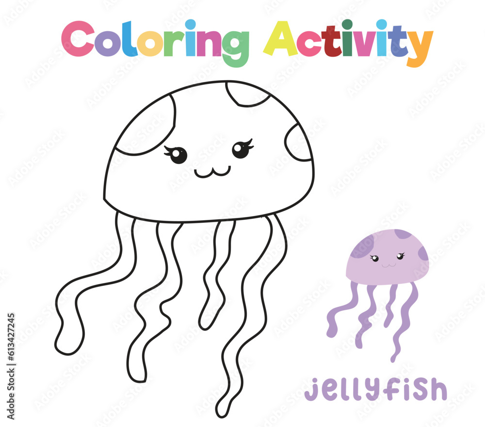 Coloring the jellyfish. Coloring activity for preschool and ...