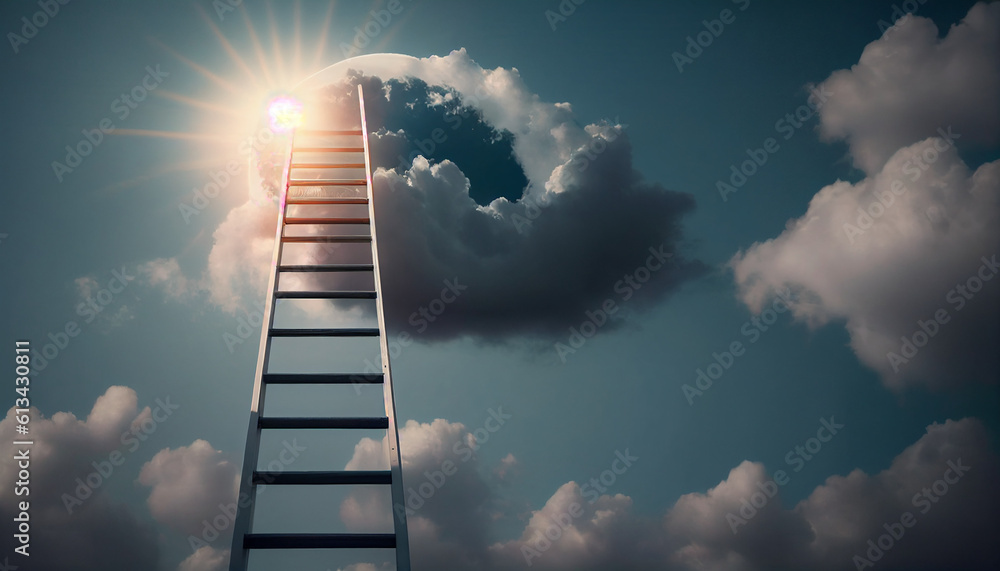 Stairway to heaven, A cloud ladder with the sun beaming on it ...