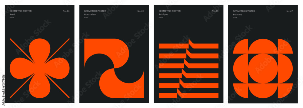 Vector primitive geometric shapes and symbols. Modernist poster set ...
