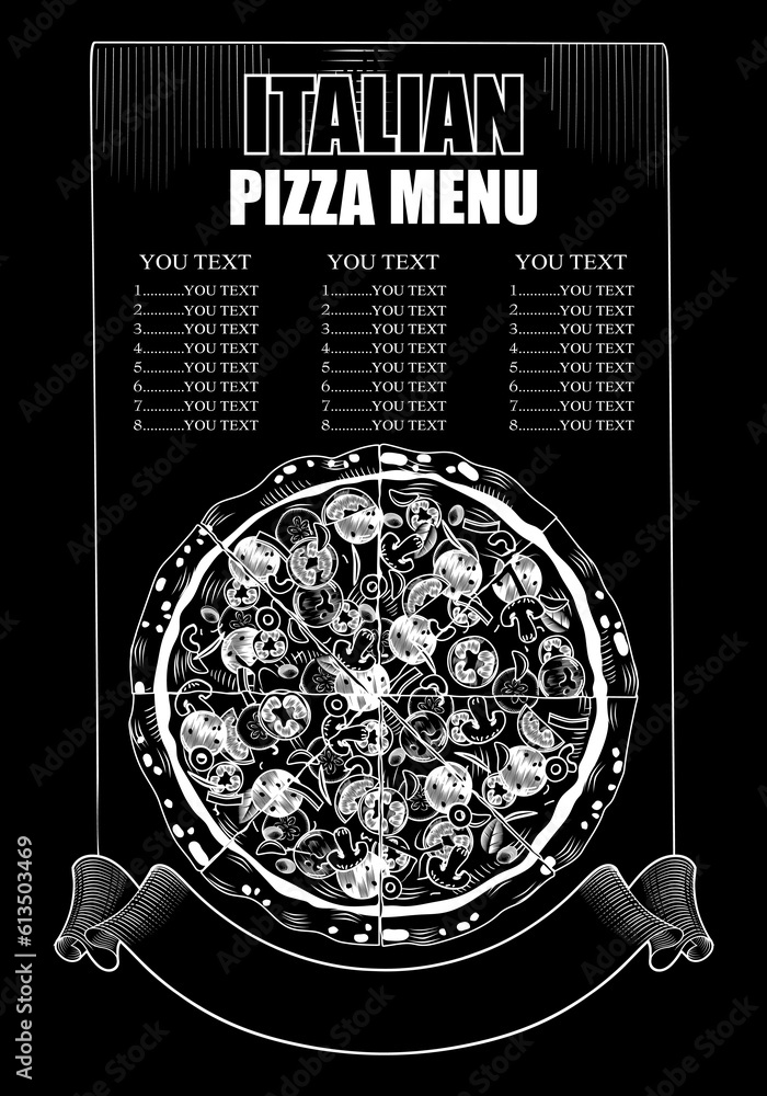 Italian pizza poster. Food menu, restaurant template design. Conceptual ...