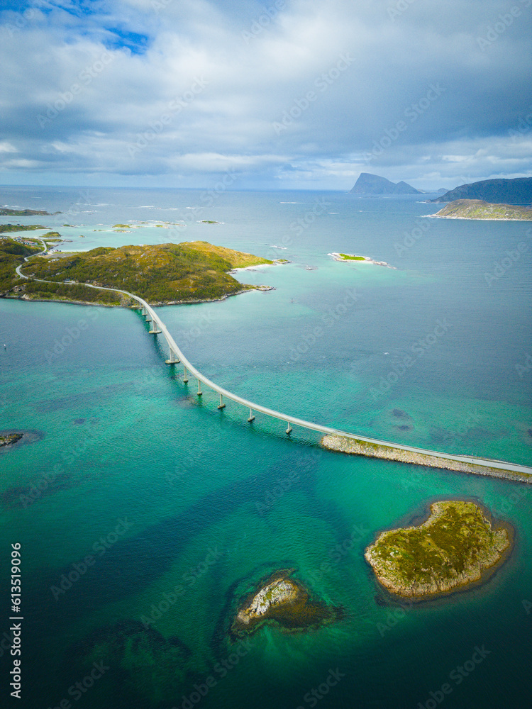 Norwegian sea aerial view over Sommarøy arctic beach, Norway. Day in ...