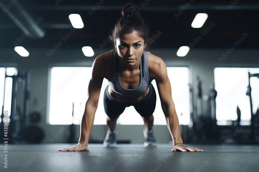The strength and agility of a female athlete as she engages in high ...