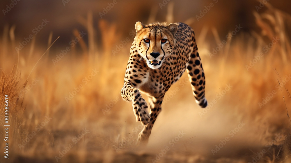 Graceful Cheetah Sprinting through the Wilderness: A magnificent ...