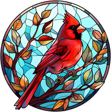 Red Cardinal Stained Glass Free Stock Photo - Public Domain Pictures