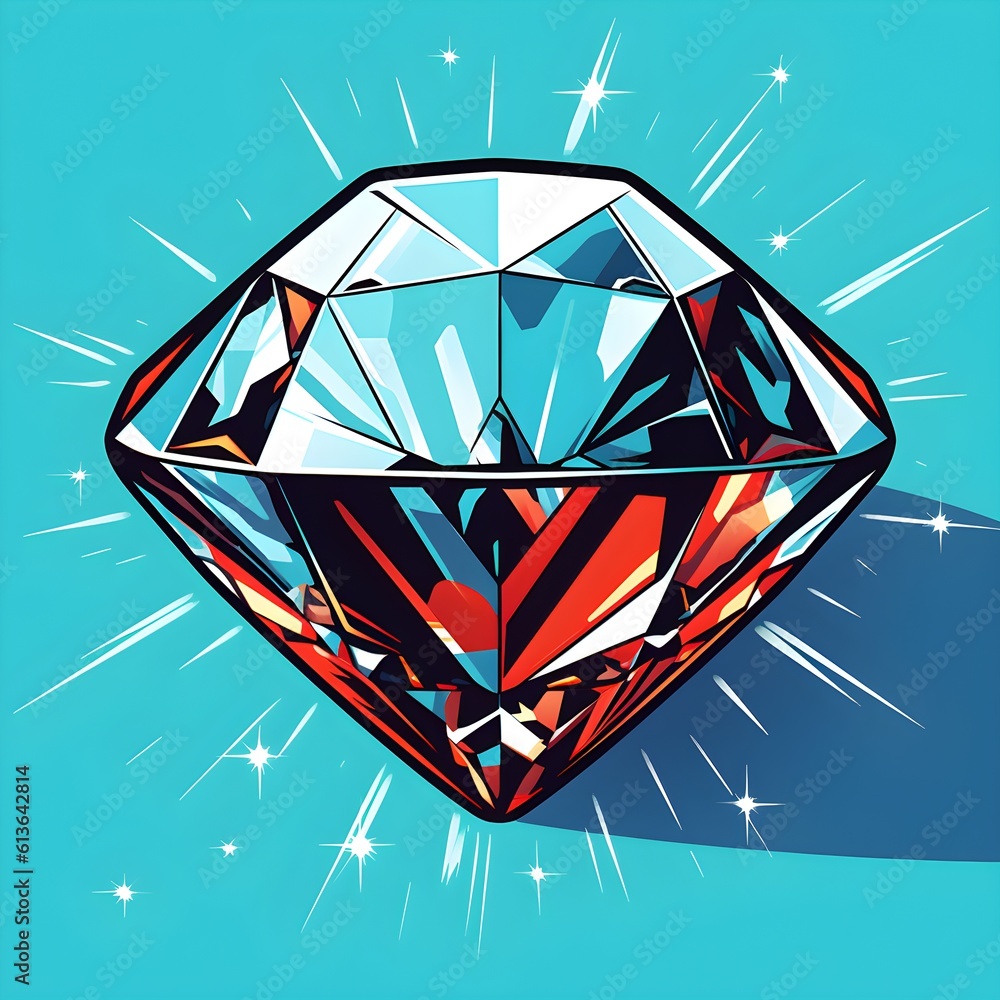 Vector illustration of a shiny diamond on a clear background. Diamond ...