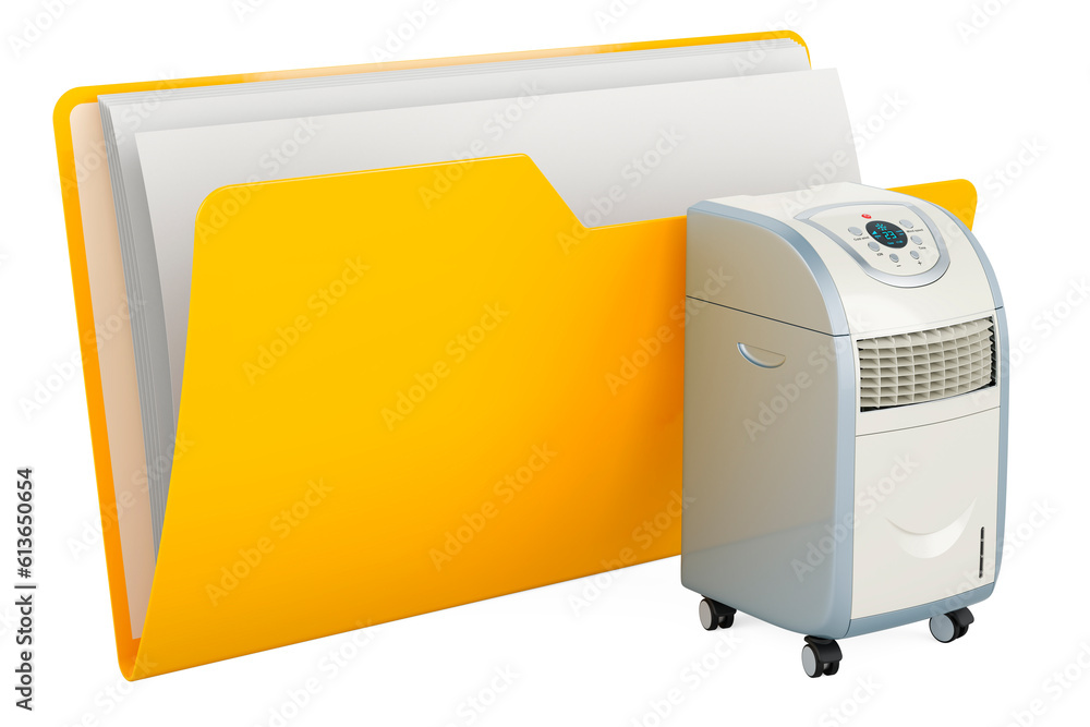 Computer folder icon with portable air conditioner, 3D rendering Stock ...