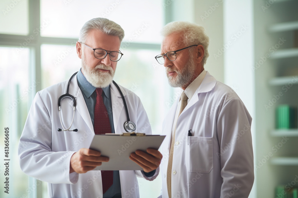 Doctor explaining a medical procedure to a patient using visual aids ...
