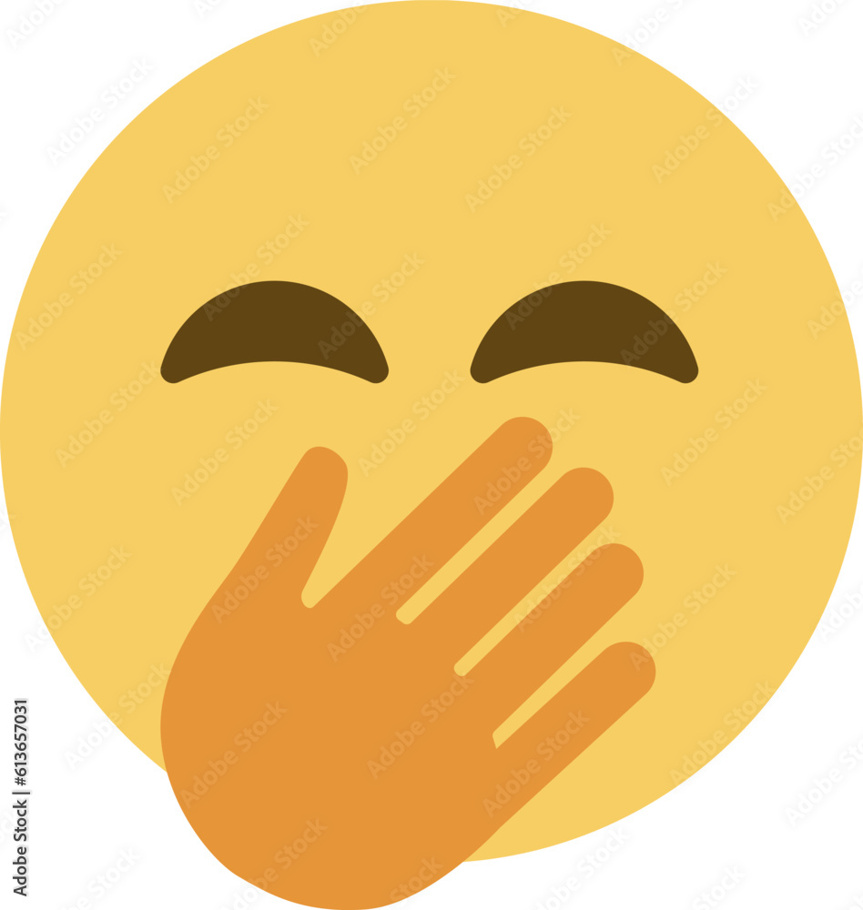 Top quality emoticon. Chuckle Emoji. Emoticon cover mouth with hand ...