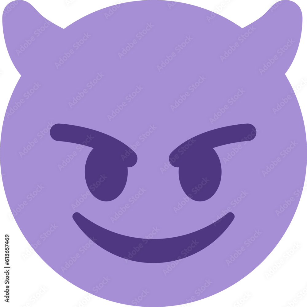 Vector de Stock Top quality emoticon. Evil devil emoji. Happy purple ...