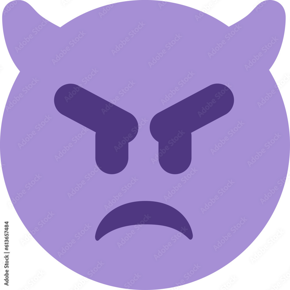 Top quality emoticon. Evil devil emoji. Happy purple emoticon with ...