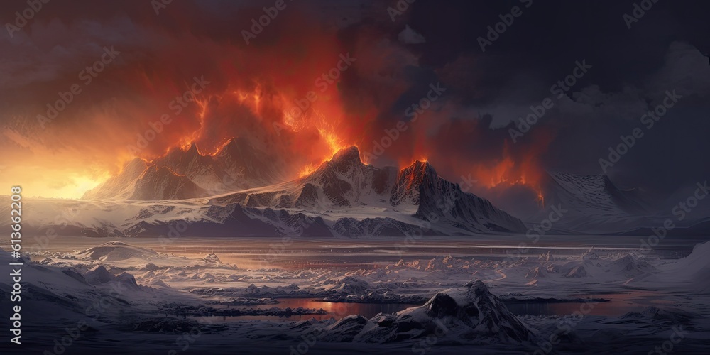 volcanic eruptions in Antarctica, in heavy snow, Environment-themed ...