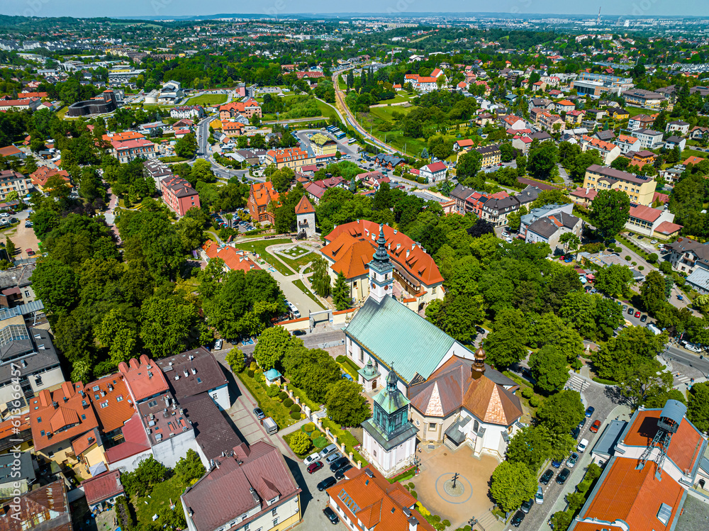 Aerial view of Wielichka, a town near Krakow, known for the 13th ...