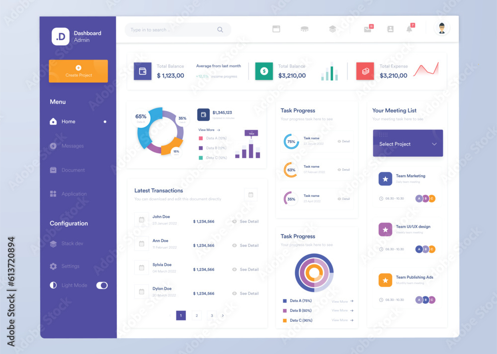 Infographic dashboard. UI design with graphs, charts and diagrams. Web ...