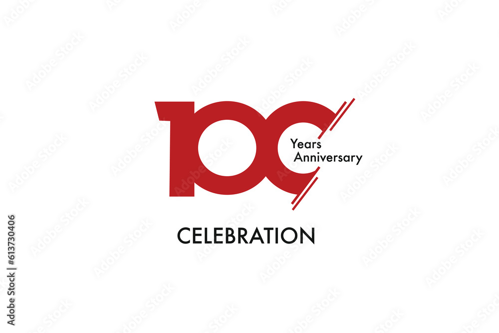100th, 100 years,100 year anniversary with red color isolated on white ...