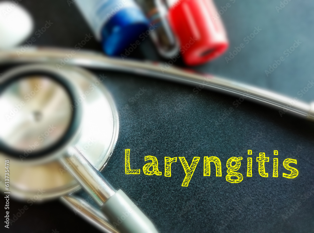 Laryngitis medical term with stethoscope, An inflammation of vocal cord ...