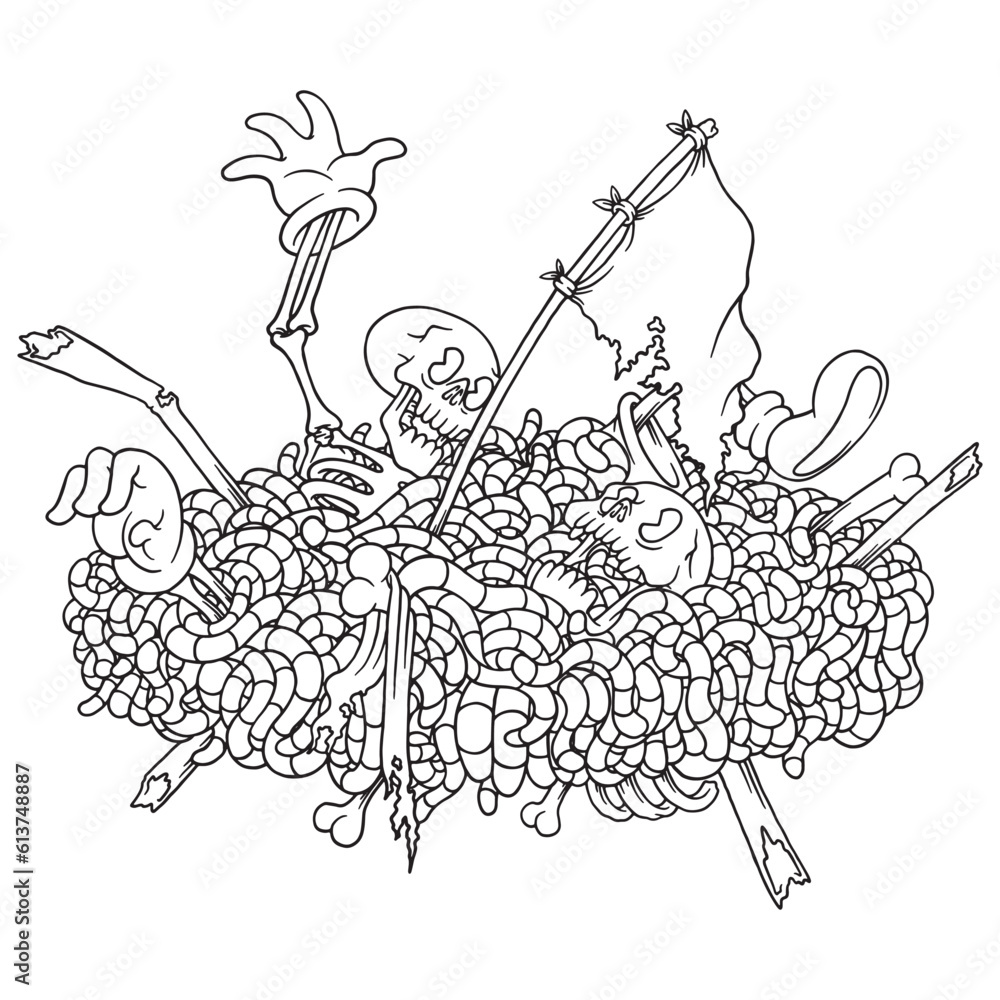 Coloring illustration of cartoon death worm Stock Vector | Adobe Stock