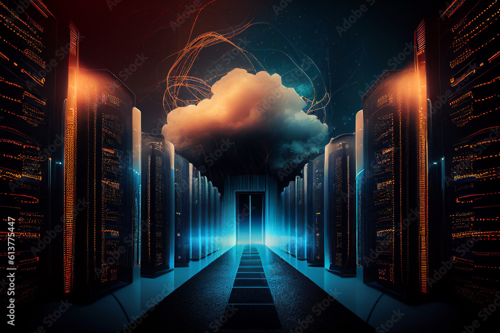 Cloud Storage Big Data Centre For Storing Backup Files And Security At A Network Database